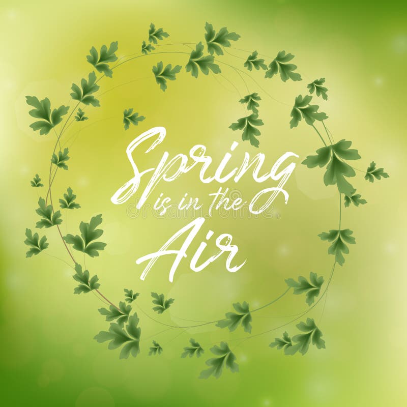 Inspiration Spring Quote Spring is in the Air with Floral Wreath Stock ...