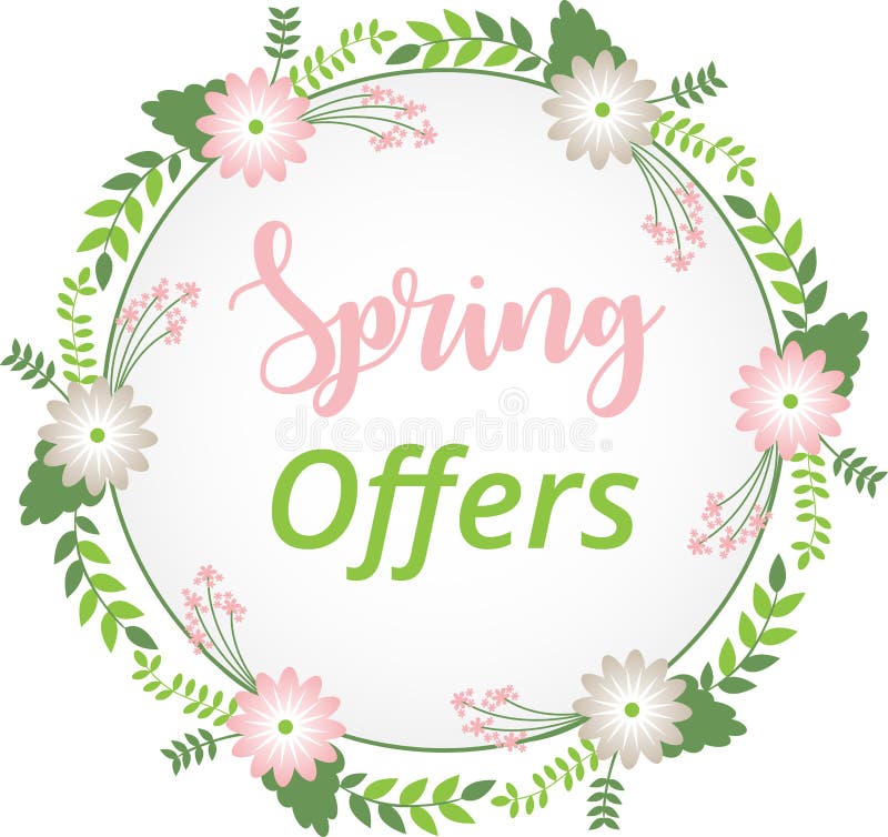 Spring Offer Background with Flower Wreath Stock Vector - Illustration ...
