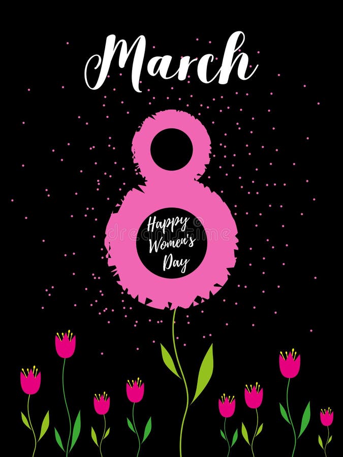 Greeting Card for 8 March. Embroidered Applique with Roses. Stock ...