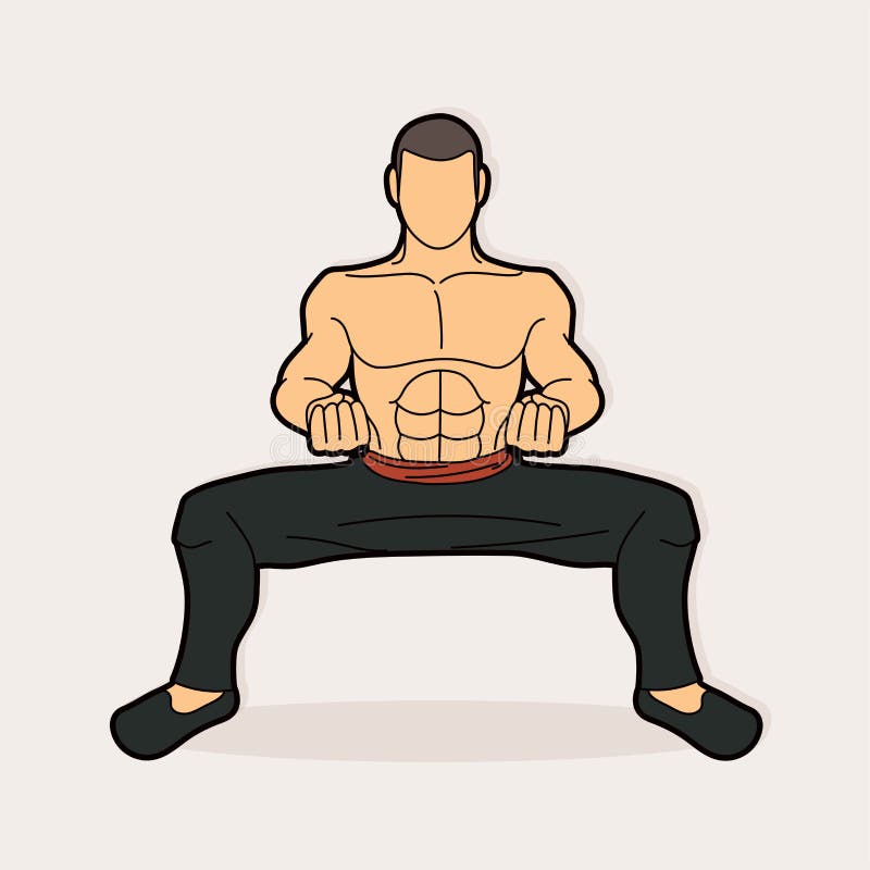 Man Kung Fu Action Ready To Fight Graphic Stock Vector - Illustration ...