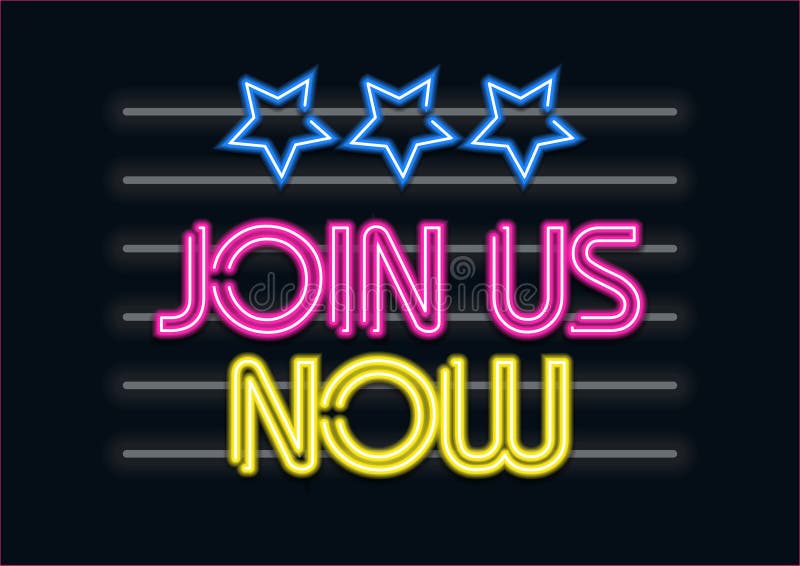 Join Us Now neon effect stock vector. Illustration of element - 140183914