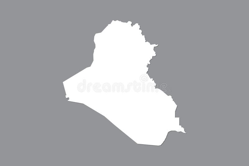 Iraq Vector Map with Integrated Land Area Using White Color on Dark ...