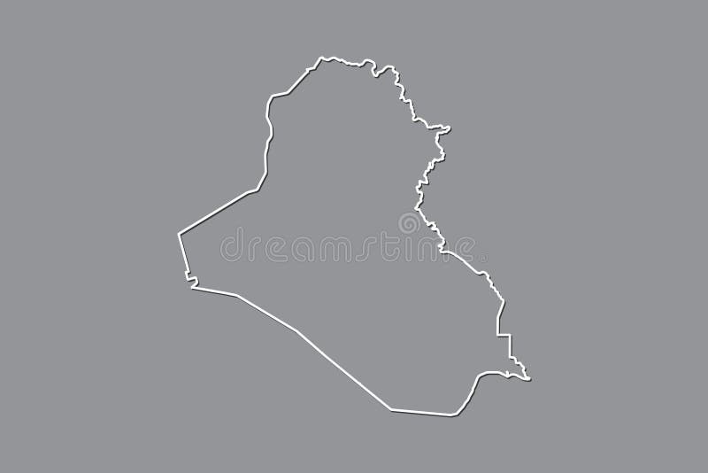 Iraq Vector Map with Single Border Line Boundary Using White Color on ...