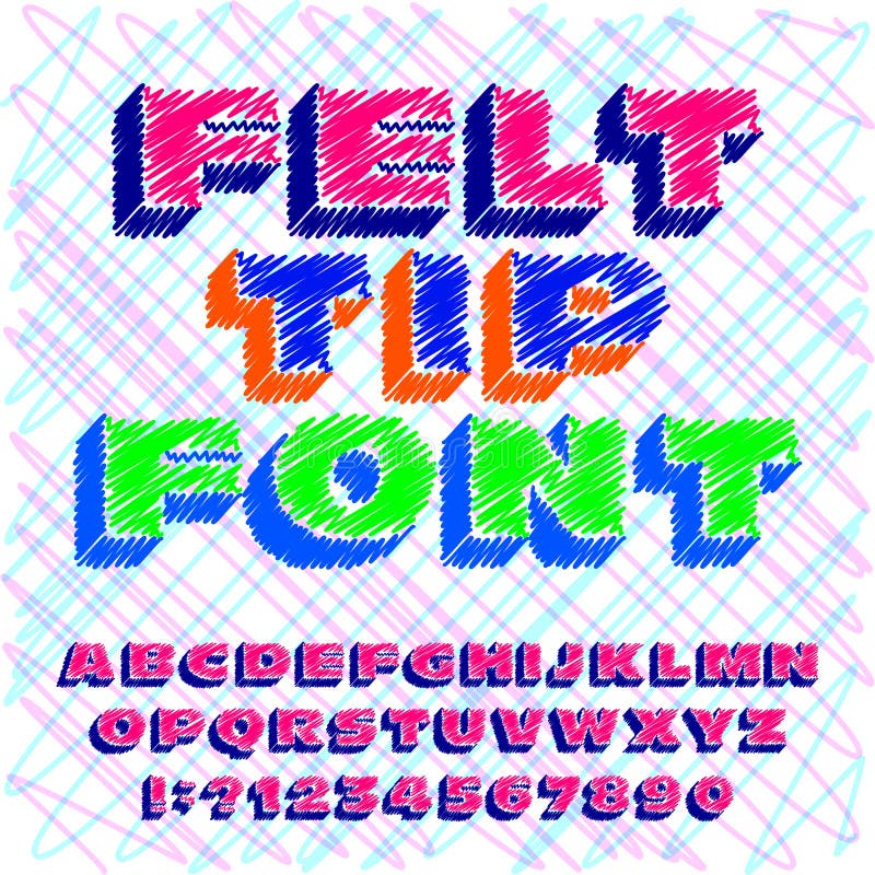 Felt-tip Alphabet Font. 3D Effect Uppercase Handwritten Letters and ...