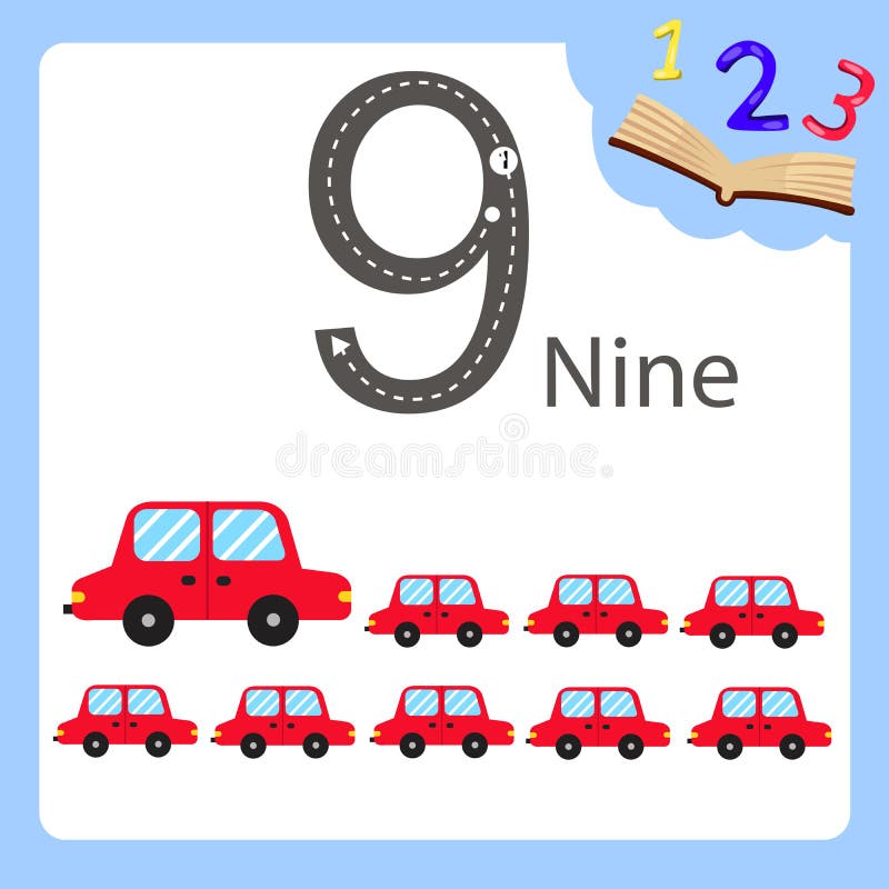 Illustrator of Nine Number Car Stock Vector - Illustration of cute ...