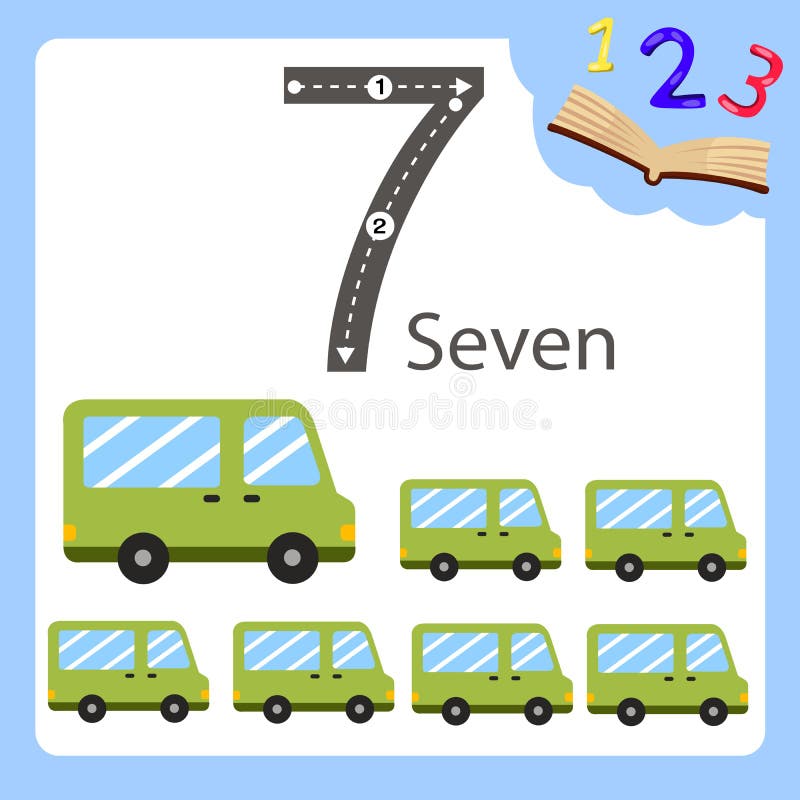 Illustrator of Seven Number Van Stock Vector - Illustration of seven ...