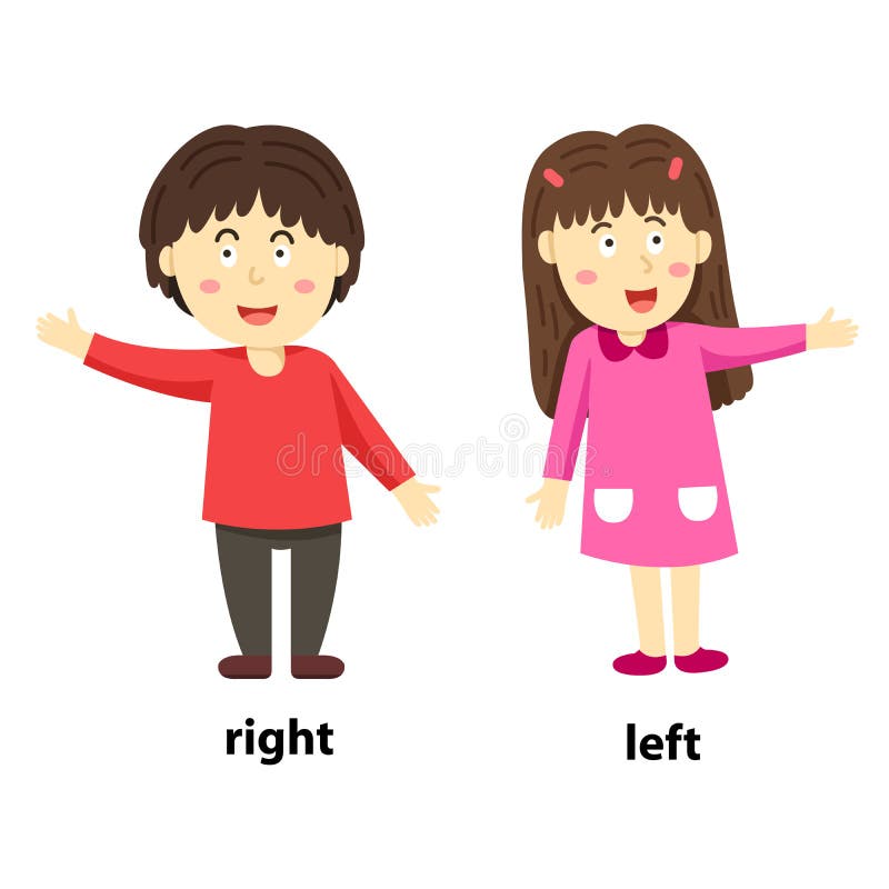 Opposite Left and Right, Girl on the Left and Boy on the Right on White ...