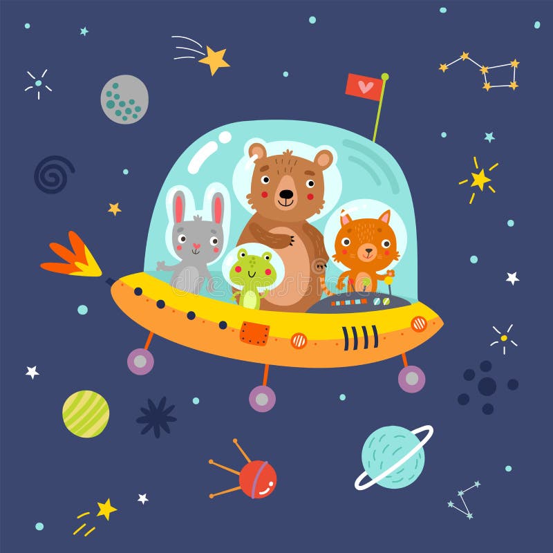 Cute Animals Rocket Stock Illustrations – 816 Cute Animals Rocket Stock ...