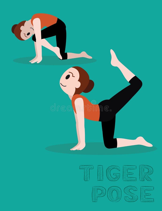 Yoga Tiger Pose Cartoon Vector Illustration Stock Vector - Illustration of training, tiger ...