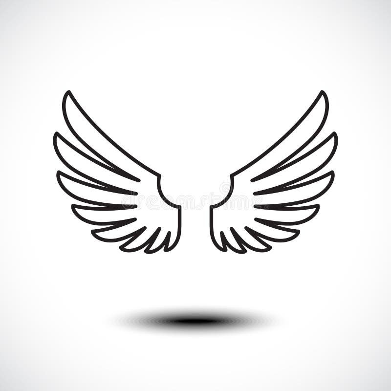Wings Line Template Icon. Wings for Fly Bird, Angel and Religious ...