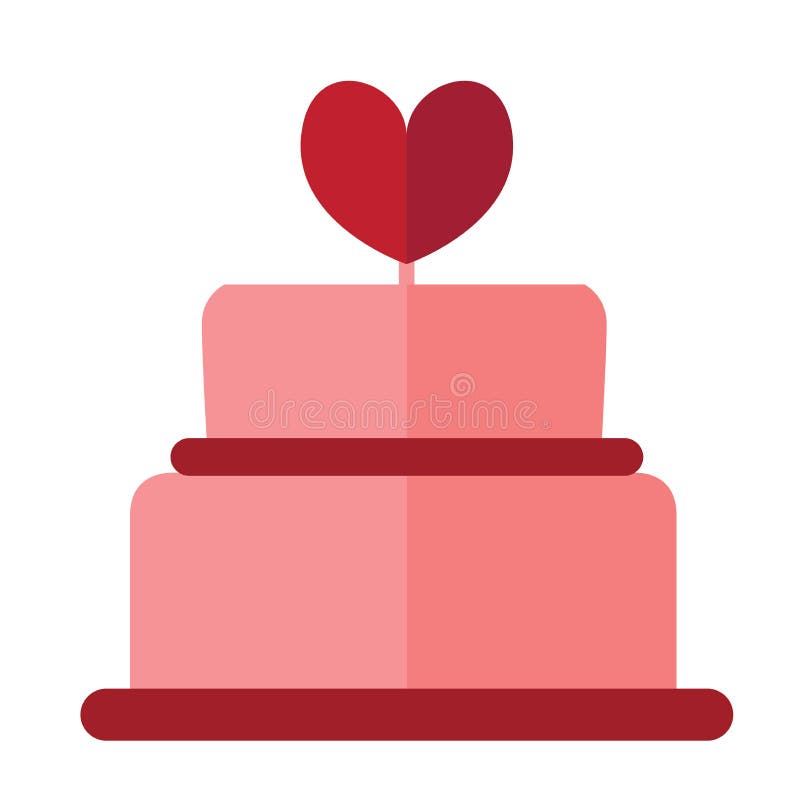 Pink Love Heart Cake Flat Design Stock Vector - Illustration of funny ...