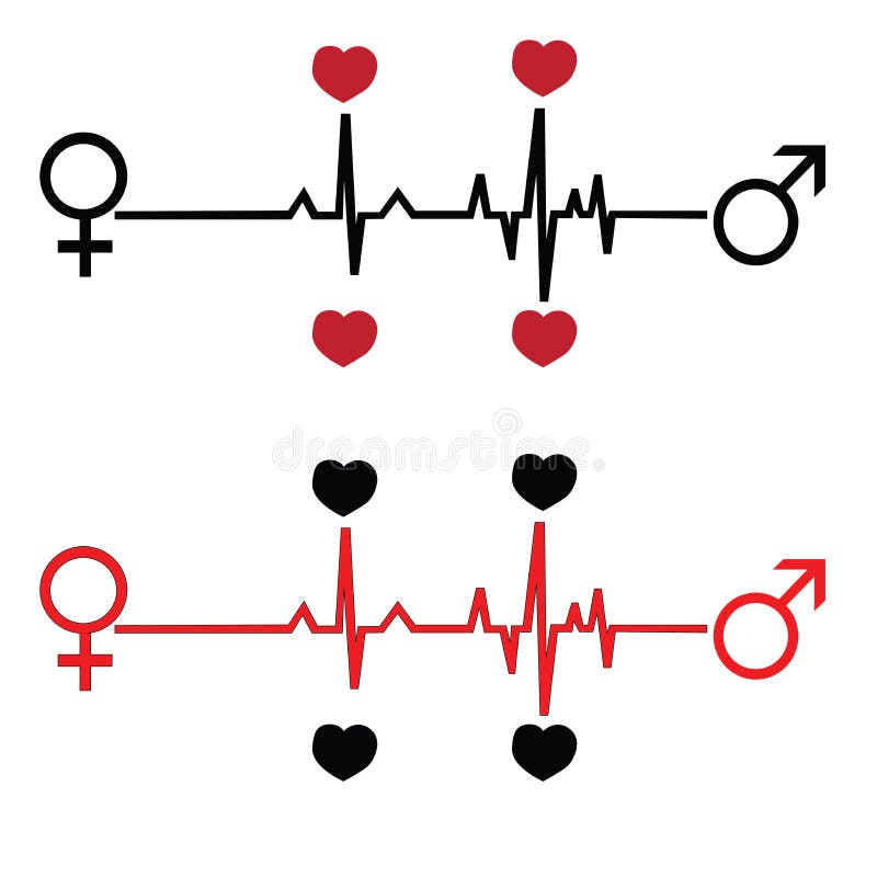Love Her and Him Heart Rate Stock Illustration - Illustration of print ...