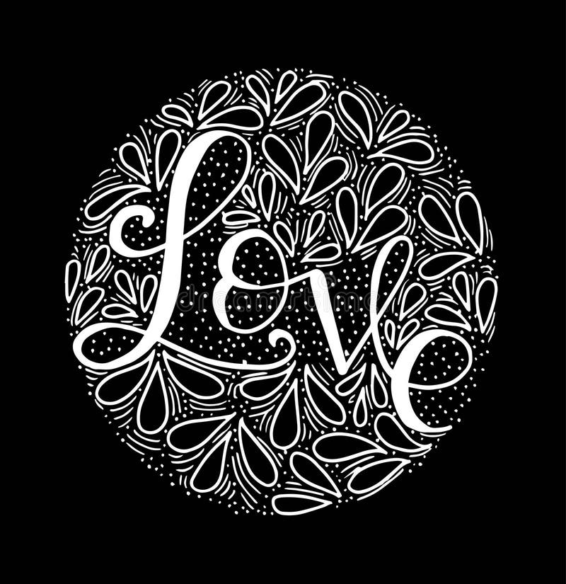 Love Hand Lettering Handmade Calligraphy on Circle Background - Vector ...