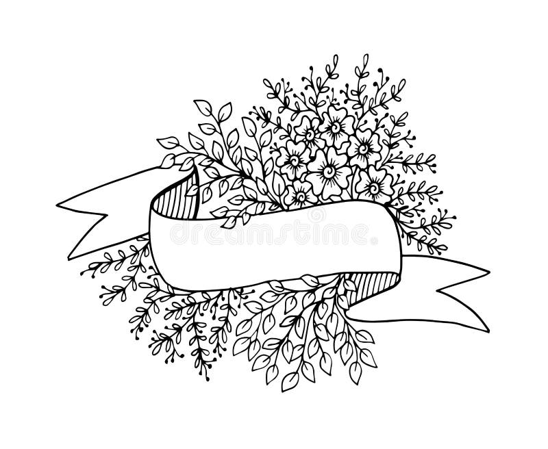 Abstract Blank Ribbon Banner with Floral Background, Vector ...
