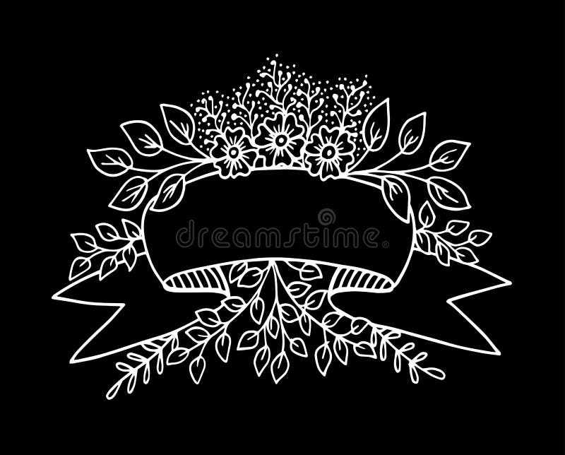 Abstract Blank Ribbon Banner with Floral Background, Vector ...