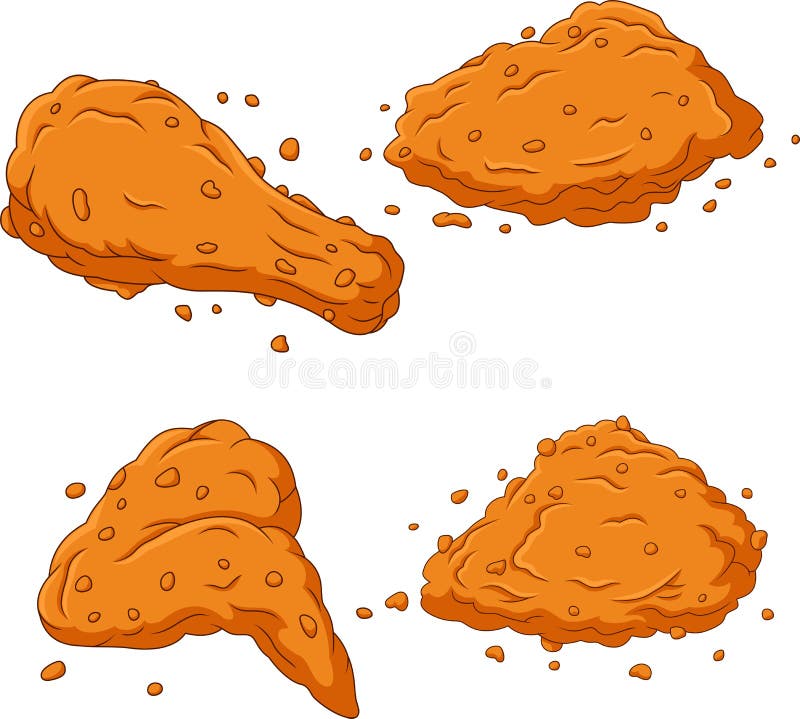 Cartoon Fried Chicken Collection Set Stock Vector - Illustration of ...