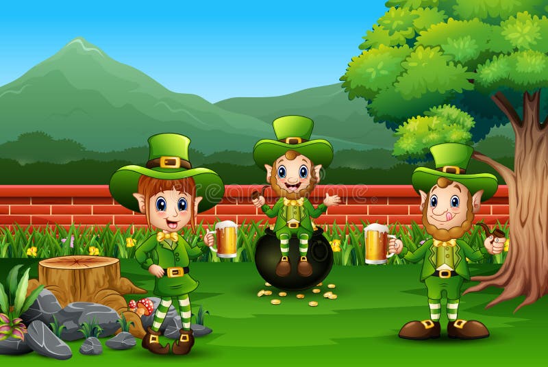 Cartoon Leprechaun in the Park for Parade of Happy St. Patrick`s Day ...
