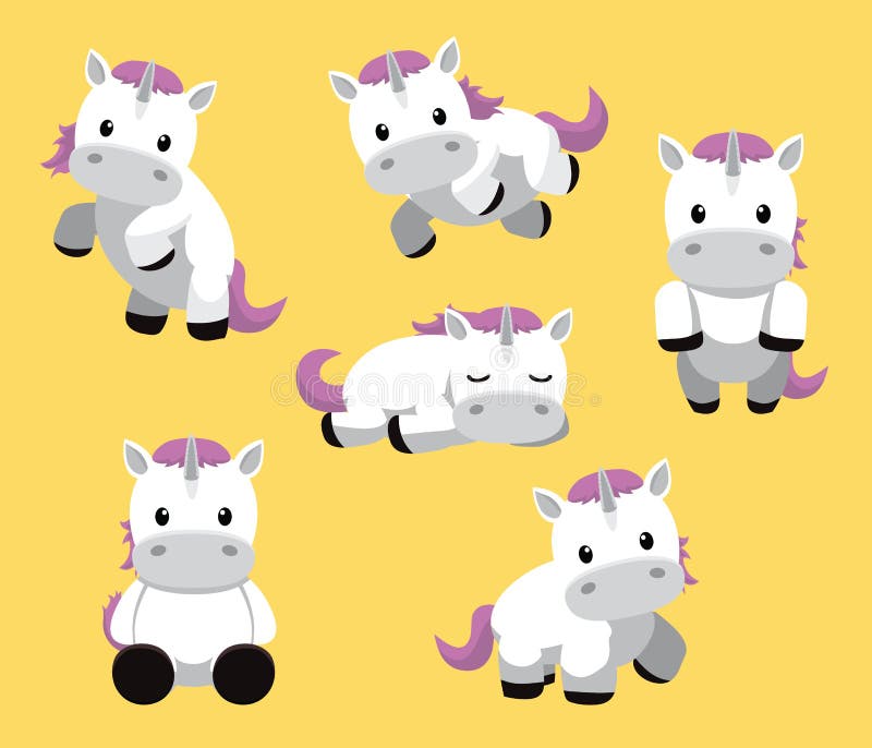 Cute Unicorn Chubby Cartoon Character Vector Stock Vector ...