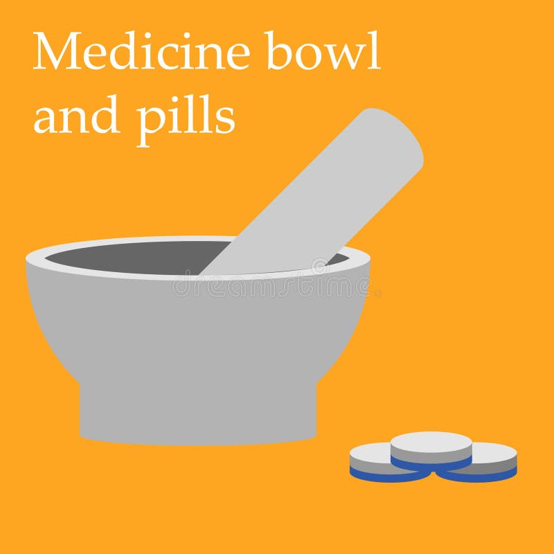 Medicine Bowl and Three Pills Stock Vector - Illustration of color ...