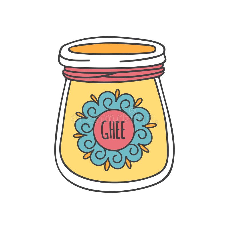 Ghee. Vector Illustration of a Glass with Indian Ghee Butter Stock ...