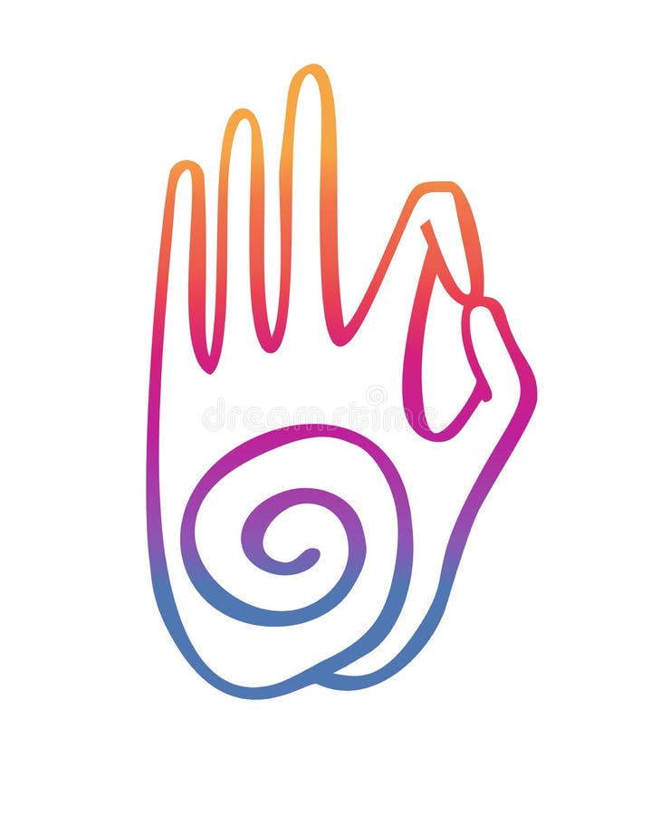 Vector Illustration of a Hand in a Buddhist Gesture with a Spiral ...