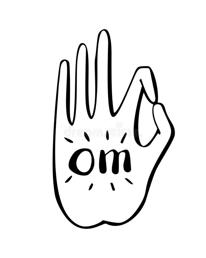 Hand with Om symbol stock vector. Illustration of greeting - 76649873
