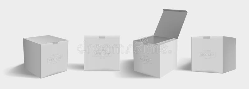 Set of Realistic Square Cardboard Packaging Stock Vector - Illustration ...