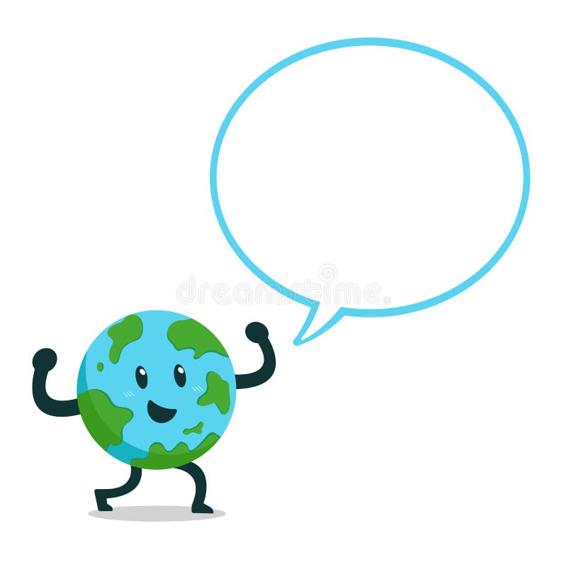 Cartoon Character Earth with Speech Bubble Stock Vector - Illustration ...