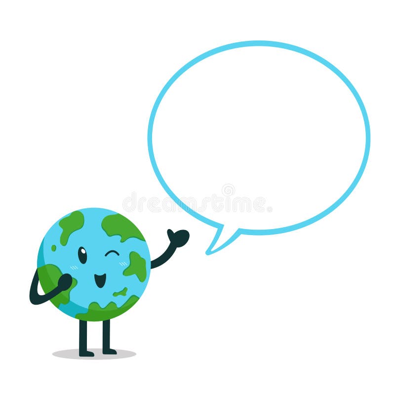 Vector Cartoon Earth Character with White Speech Bubble Stock Vector ...