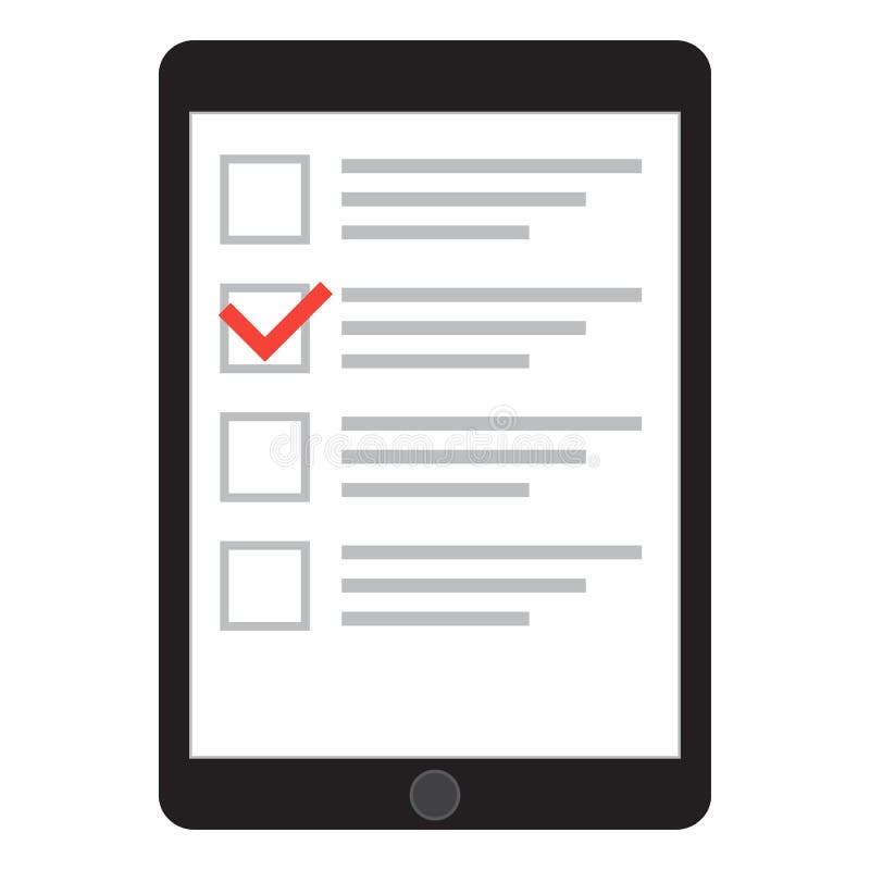 Computer Tablet with Checklist on Screen. Online Form Survey, Tablet ...