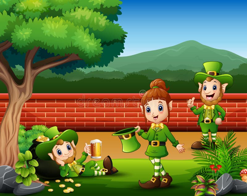 Cartoon Leprechaun in the Park for Parade of Happy St. Patrick`s Day ...