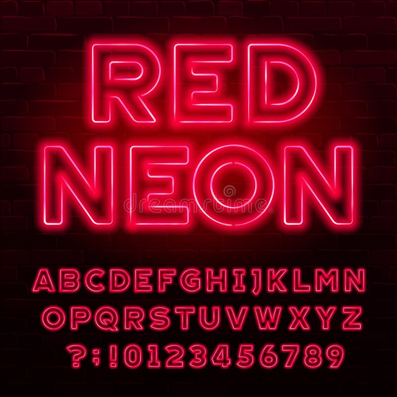Glowing Neon Red Numbers Stock Illustrations – 560 Glowing Neon Red ...