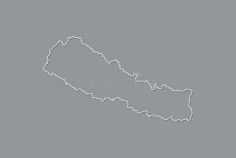 Nepal Vector Map with Single Border Line Boundary Using White Color on ...