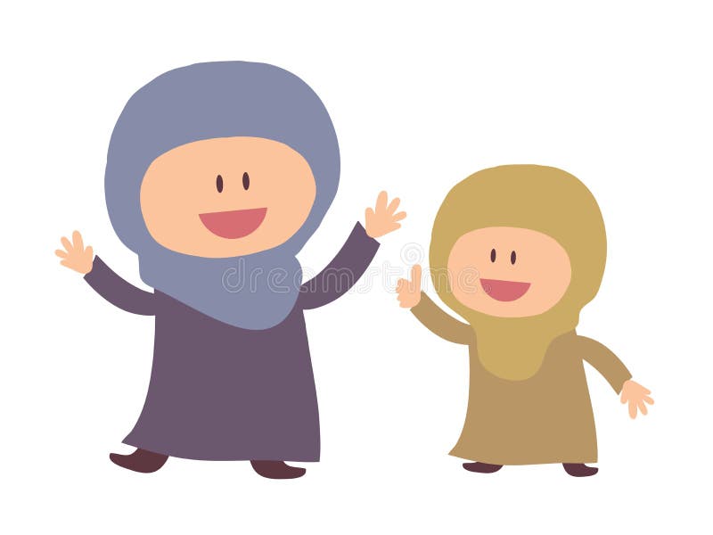 Two Muslim Girls are Talking Stock Illustration - Illustration of ...