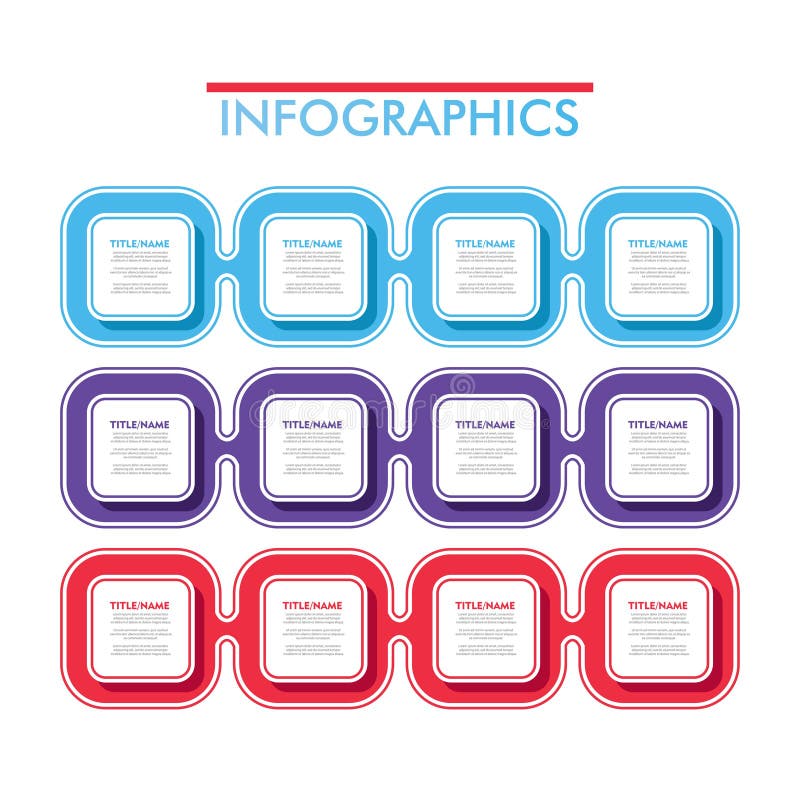 4 Steps Timeline. Square Shapes Modern Business Infographics.Label ...