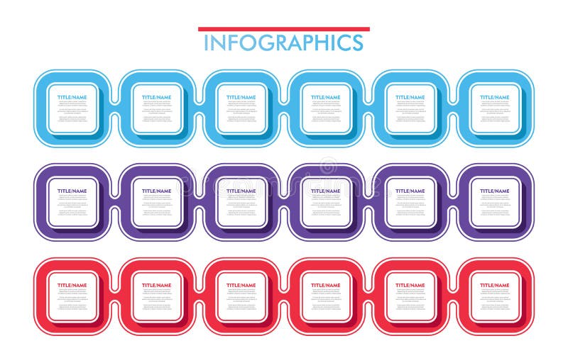 6 Steps Timeline. Square Shapes Modern Business Infographics.Label ...