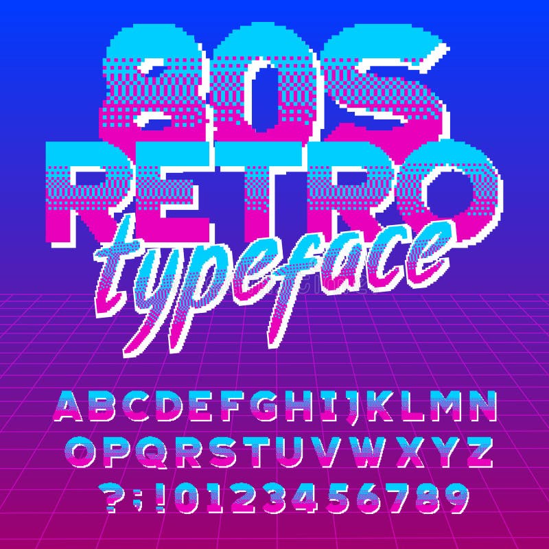 Retro Pixel Alphabet Font. Bright Digital Gradient Letters and Numbers ... Retro Pixel Alphabet Font. Bright Digital Gradient Letters and Numbers ...