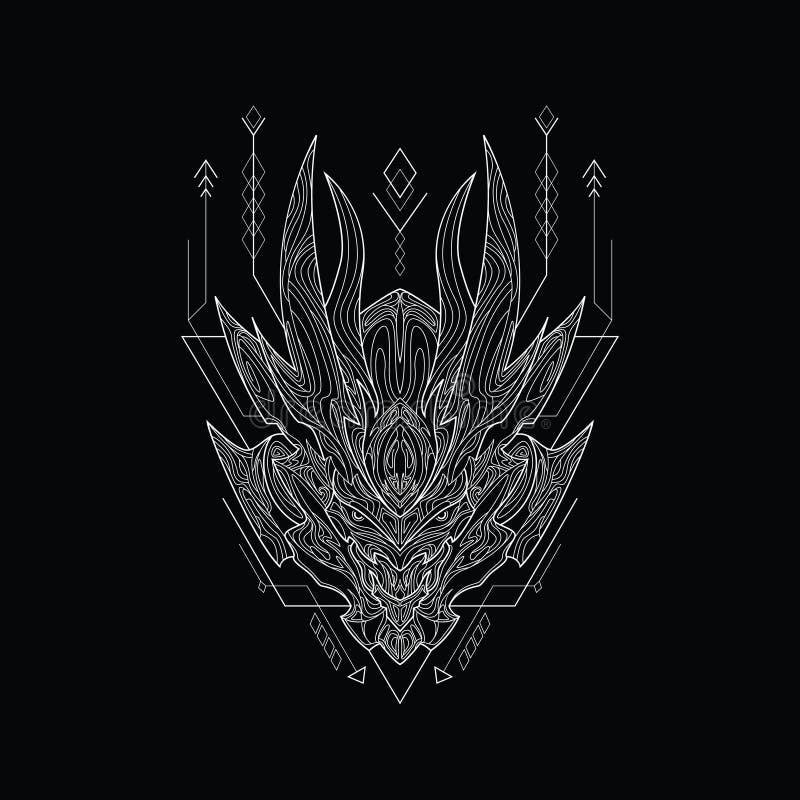 Line Art File Hell with Sacred Geometry Style Stock Vector ...