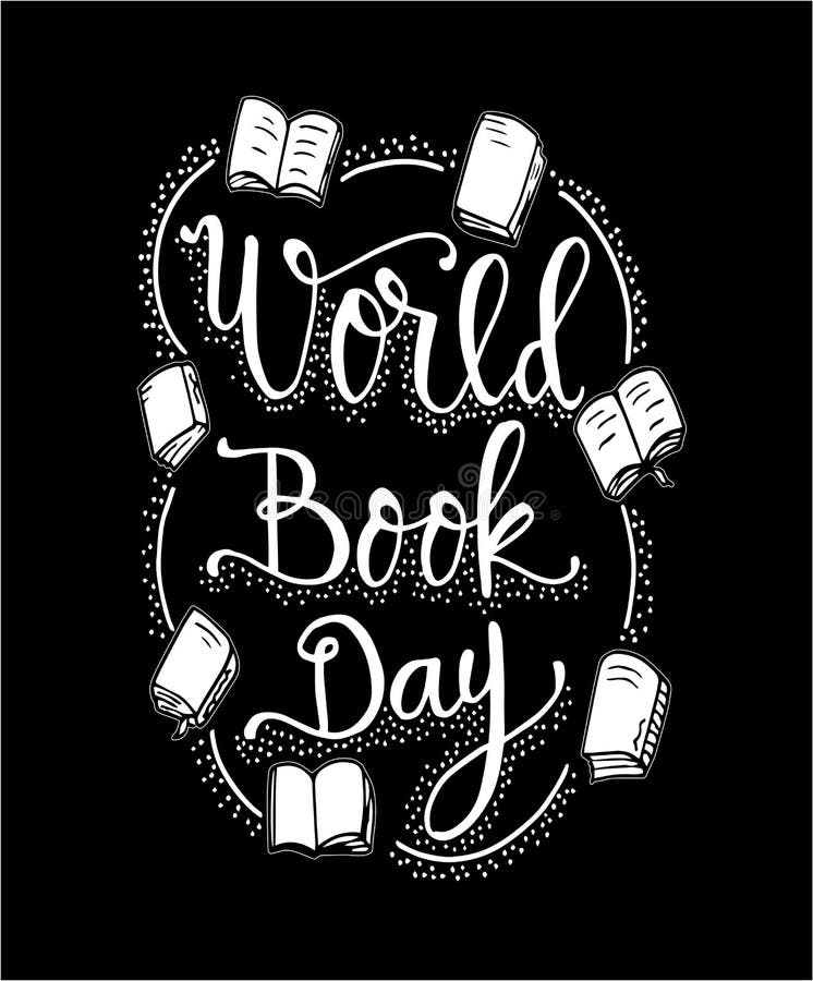 World Book Day. Books with Hand Drawn Lettering, Vector Stock ...
