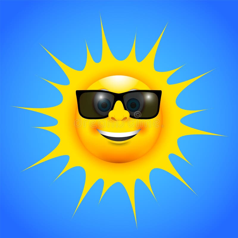 Happy Smiling Sun with Sun Glasses Stock Vector - Illustration of ...