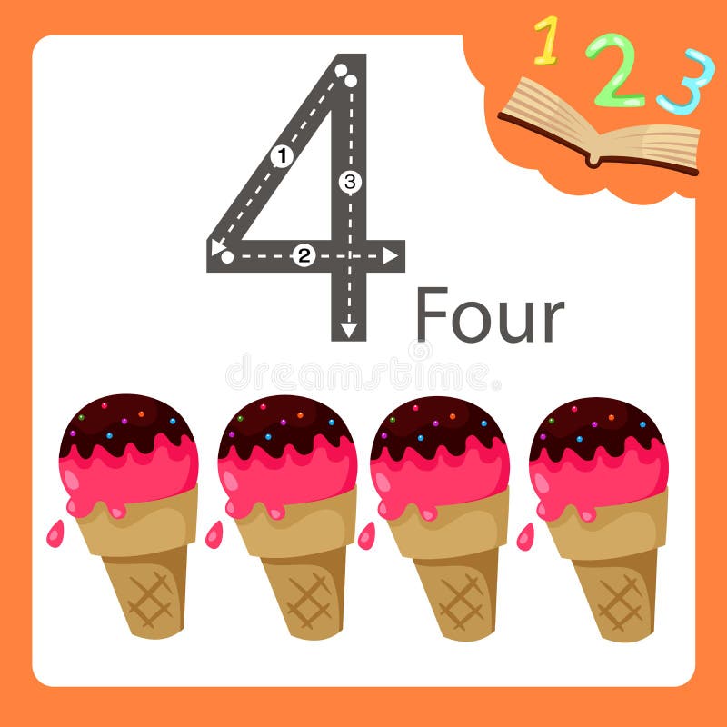 Number 4 Ice Cream Font. Popsicle Alphabet Four. Cold Sweet Lettering ...