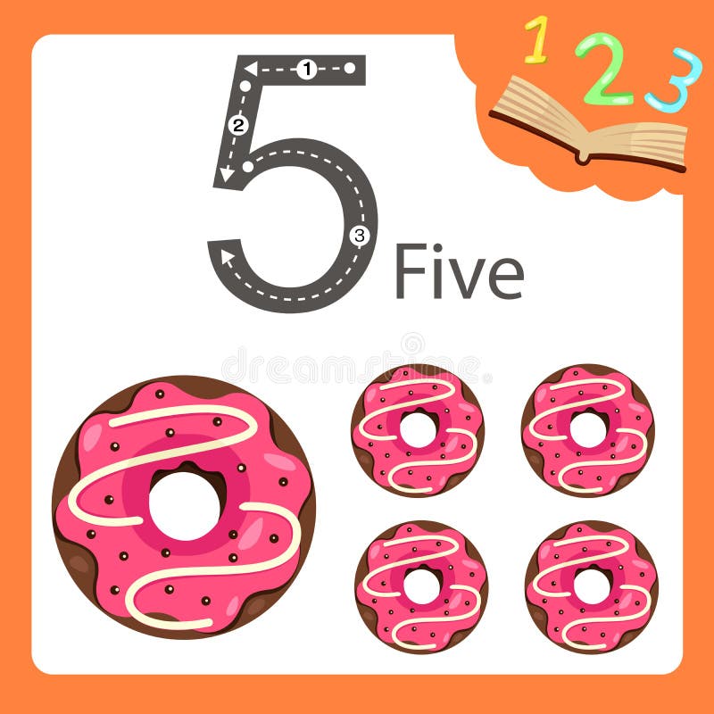 Illustrator of Five Number Donut Stock Vector - Illustration of ...