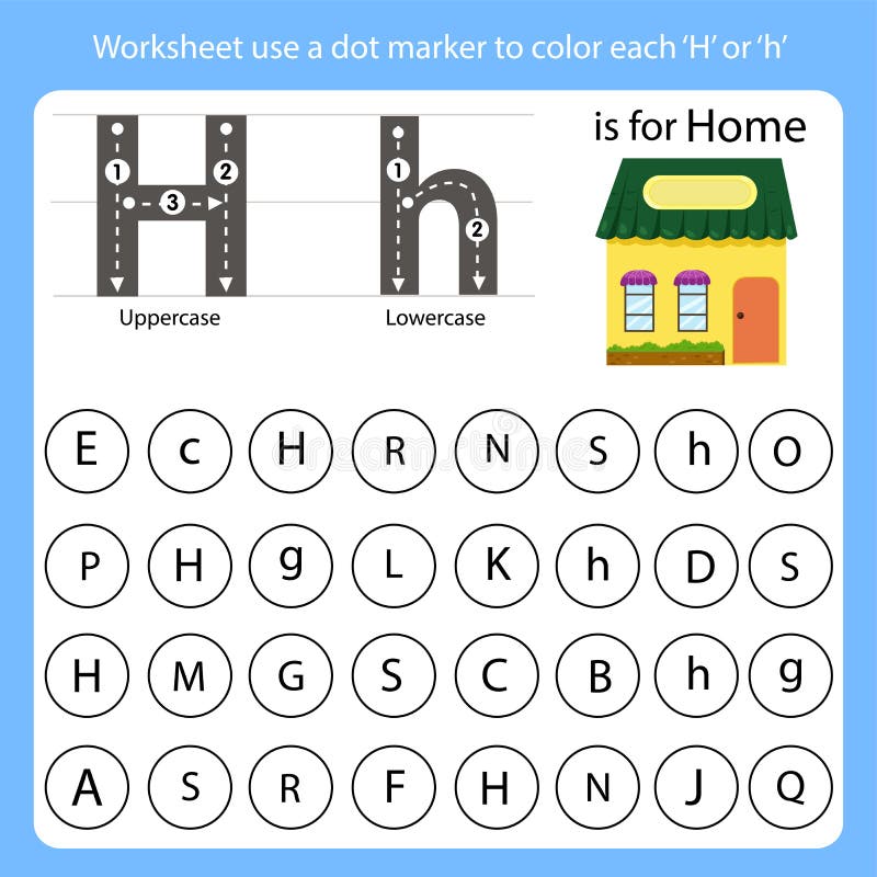 Worksheet Use a Dot Marker To Color Each I Stock Vector - Illustration ...