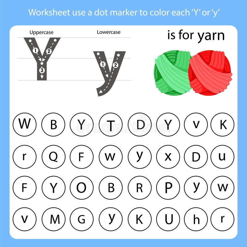 Worksheet Use a Dot Marker To Color Each I Stock Vector - Illustration ...