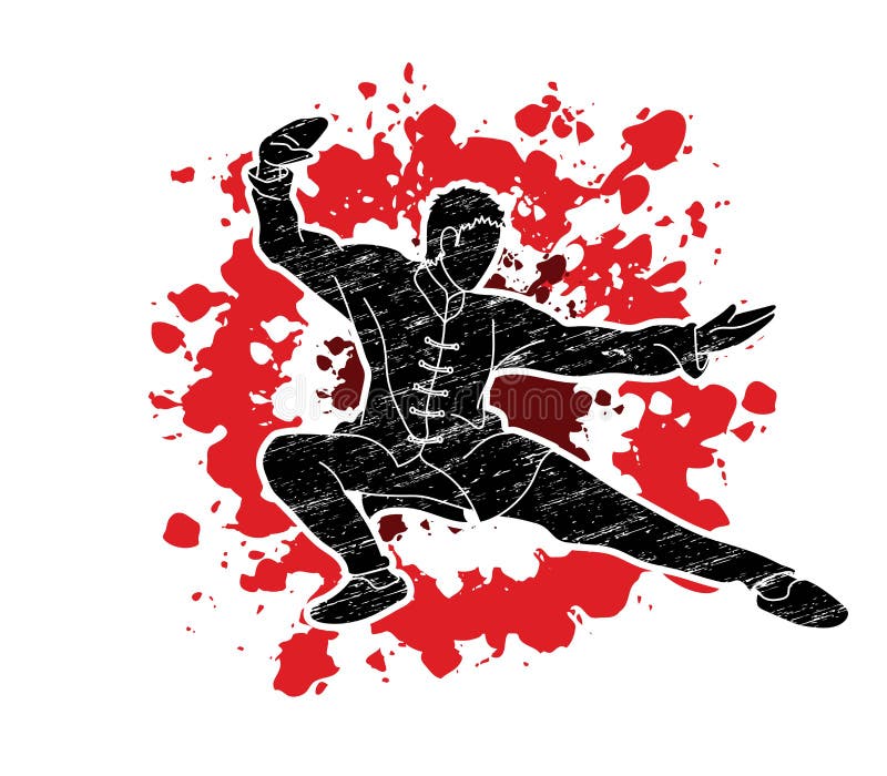 Man Kung Fu Pose Ready To Fight Graphic Stock Vector - Illustration of ...