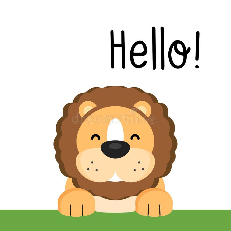 Hand Drawn Vector Illustration of a Cute Funny Lion Face, with ...