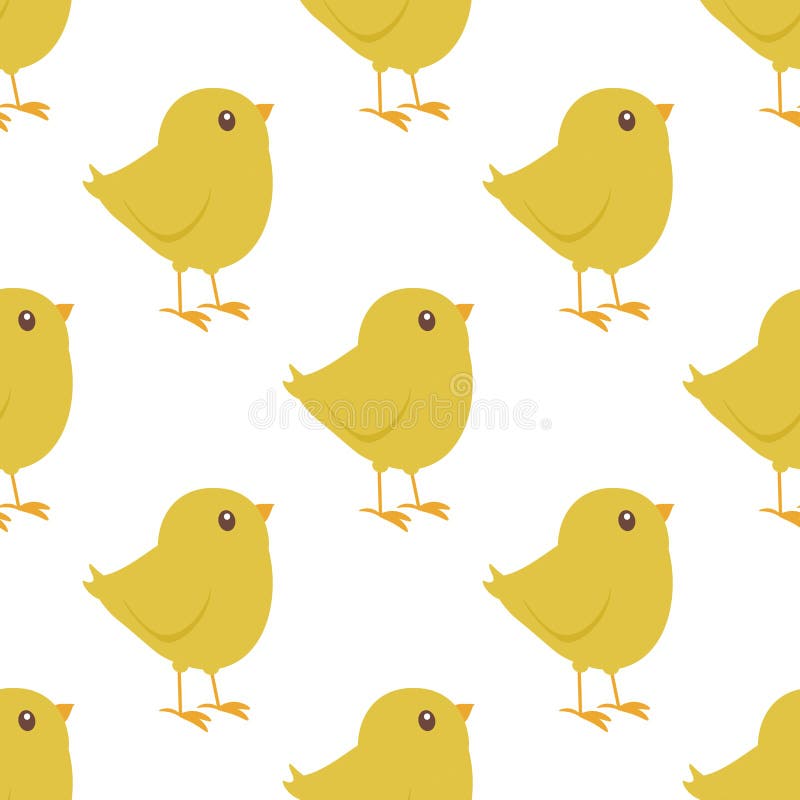 Vector Seamless Pattern with Cartoon Yellow Chicks. Stock Vector ...
