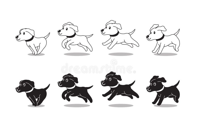 Cartoon Character Labrador Retriever Dog Running Step Stock Vector ...