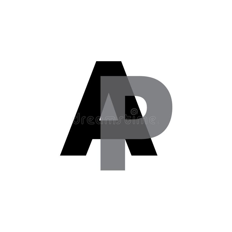 AP A P Letter Alphabet Logo Black White Icon Design Stock Vector ...