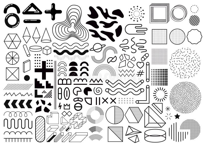 Mega Set of Memphis Design Elements, Template for Your Project. Stock ...